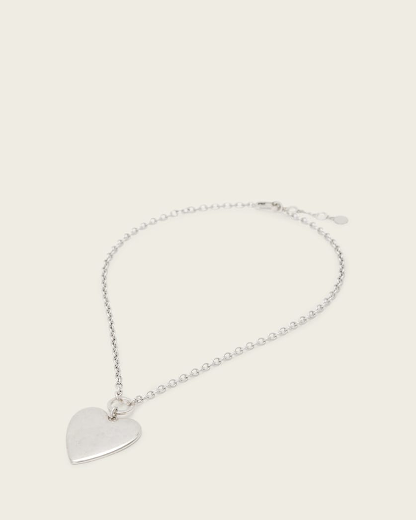 Lia Large Heart Necklace WARM SILVER | ALLSAINTS